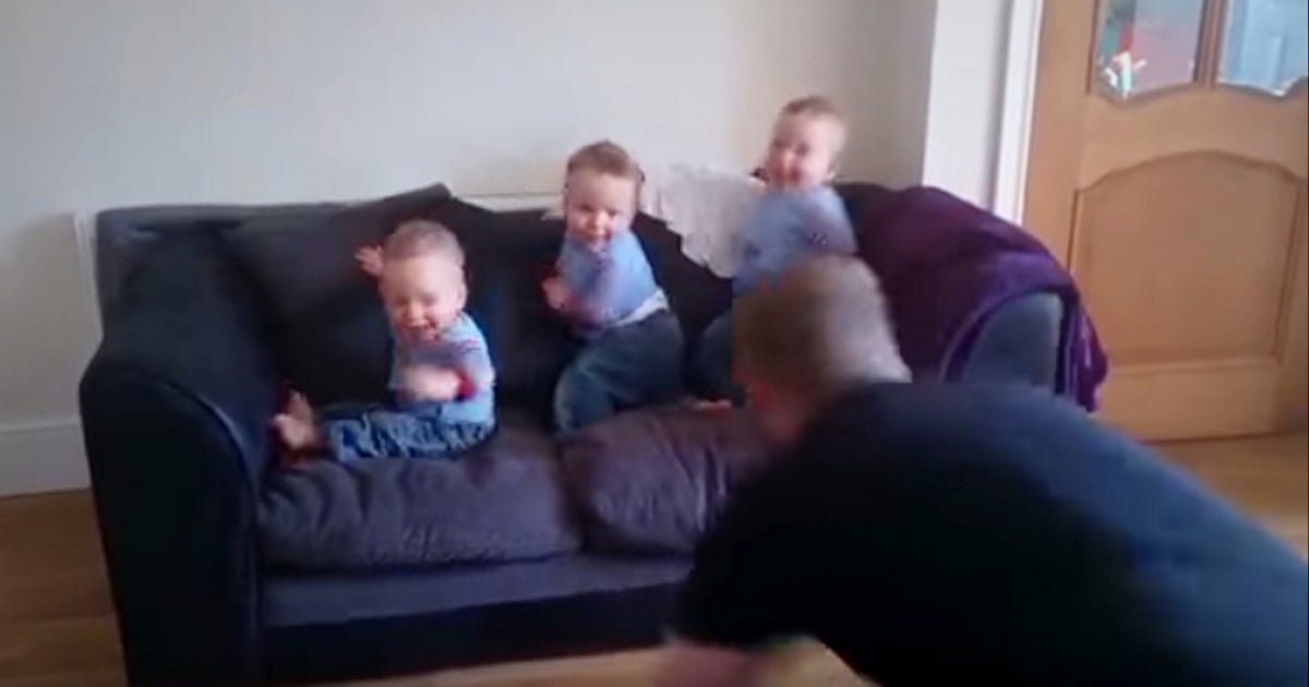 Triplets Are Excited When Dad Comes Home | MetaSpoon